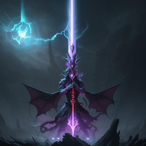 demon sword levitating inside its aura of power and world-ending ...