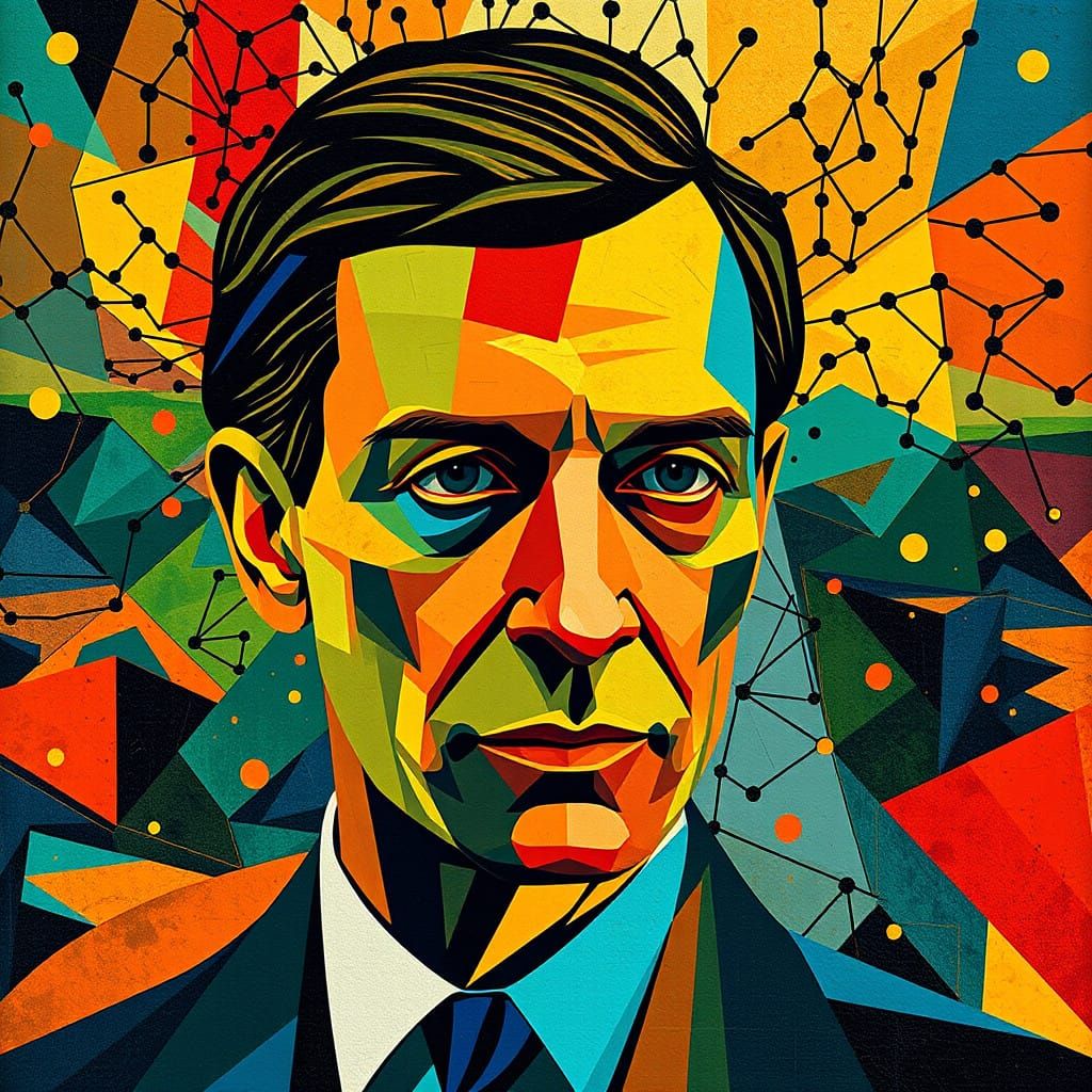 Alan Turing as a Neo-Cubist Neural Network - AI Art
