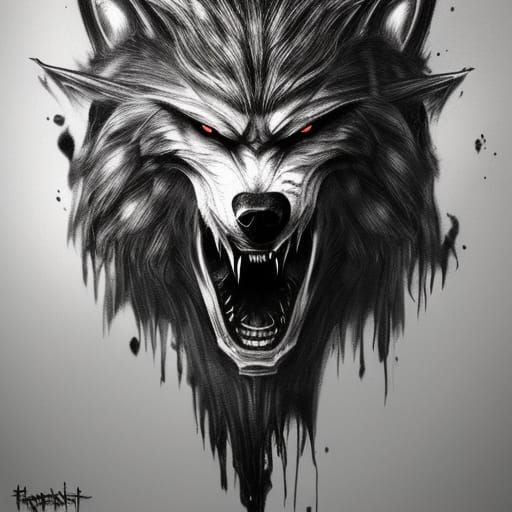 strong magnificent werewolf, fierceful, powerful, dark, dangerous ...