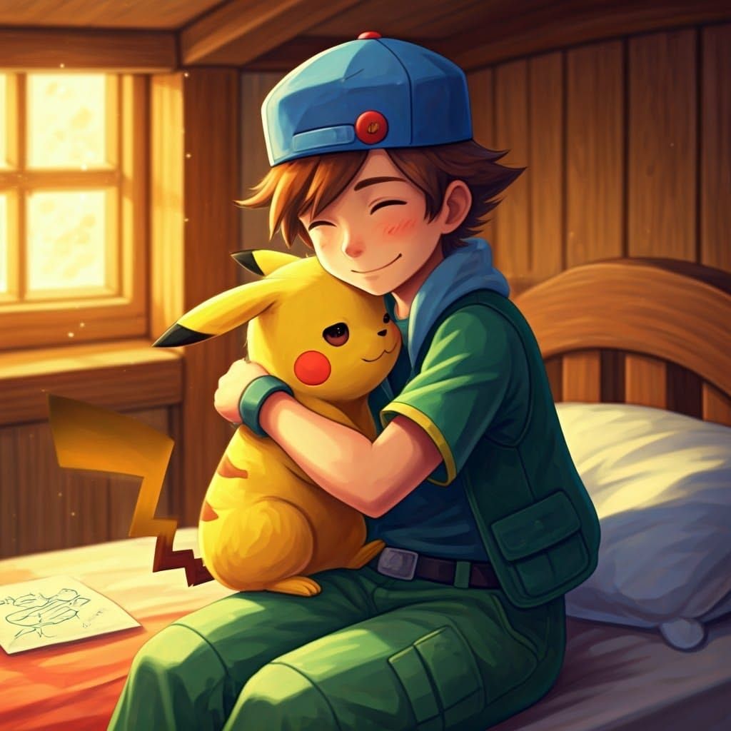 Ritchie happily hugs Sparky and thanks him for the little heart drawing ...