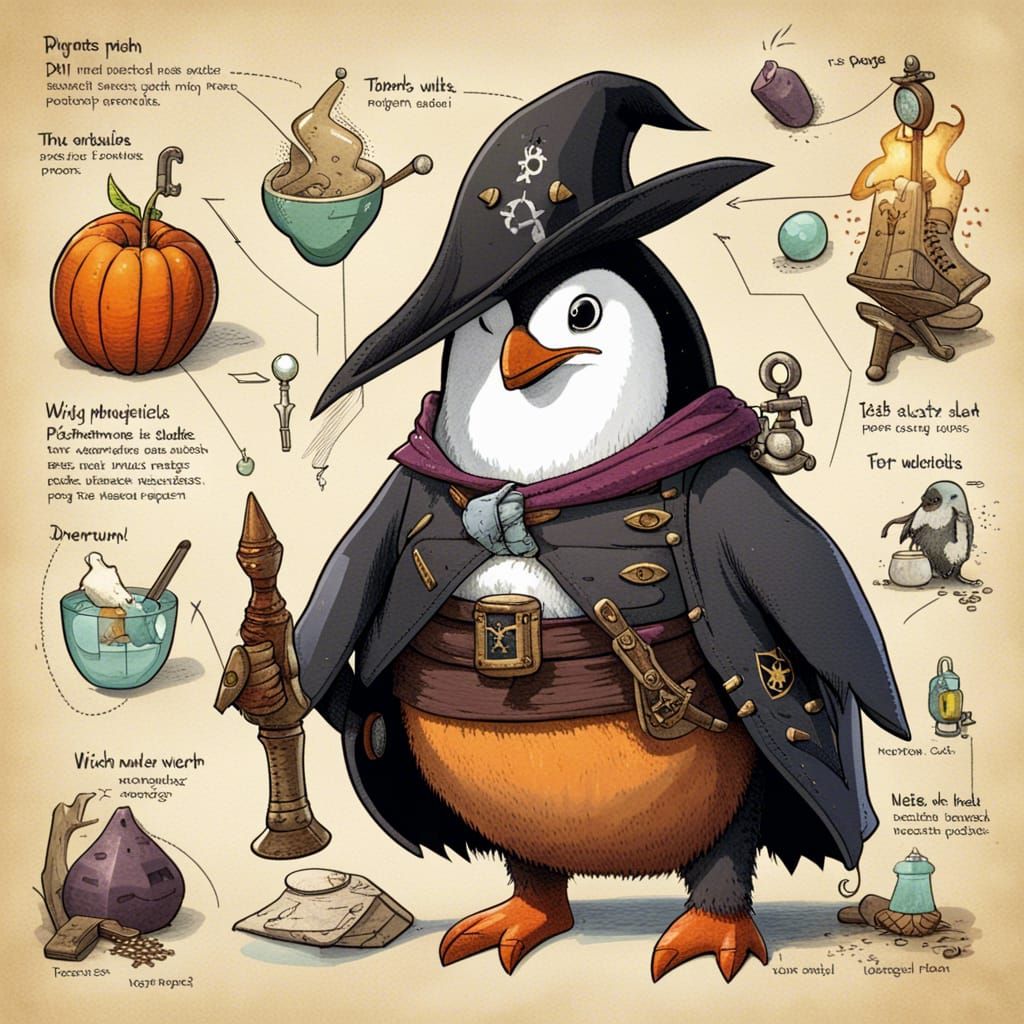 Witchy Pirate Penguin (featured in Witches' Weekly) - AI Generated ...