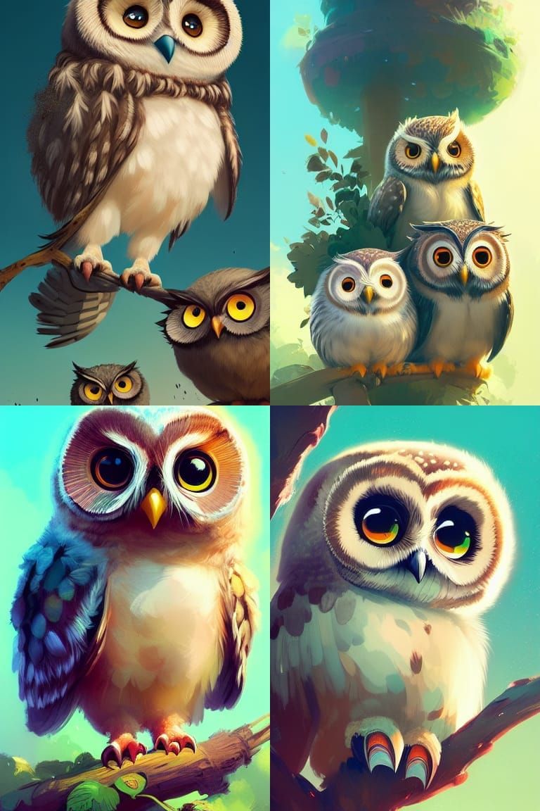 "Portrait of a round fluffy cute baby owl family!!!", by Ismail ...