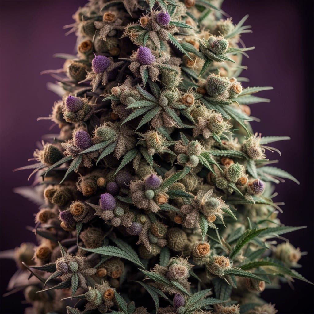 marijuana Christmas tree with purple buds - AI Generated Artwork - NightCafe Creator