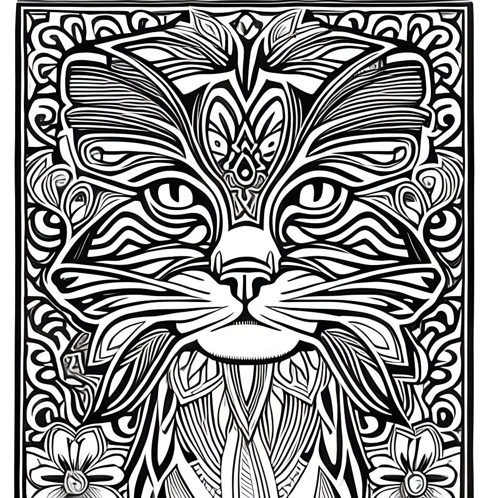 Cat Coloring Book for Adults, page two - AI Generated Artwork ...