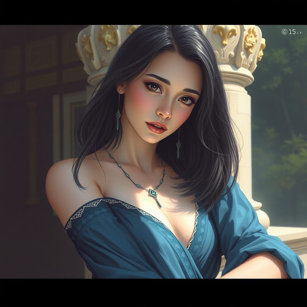 Elegant Female Monk in Mystical High-Fantasy Monas... - AI Art