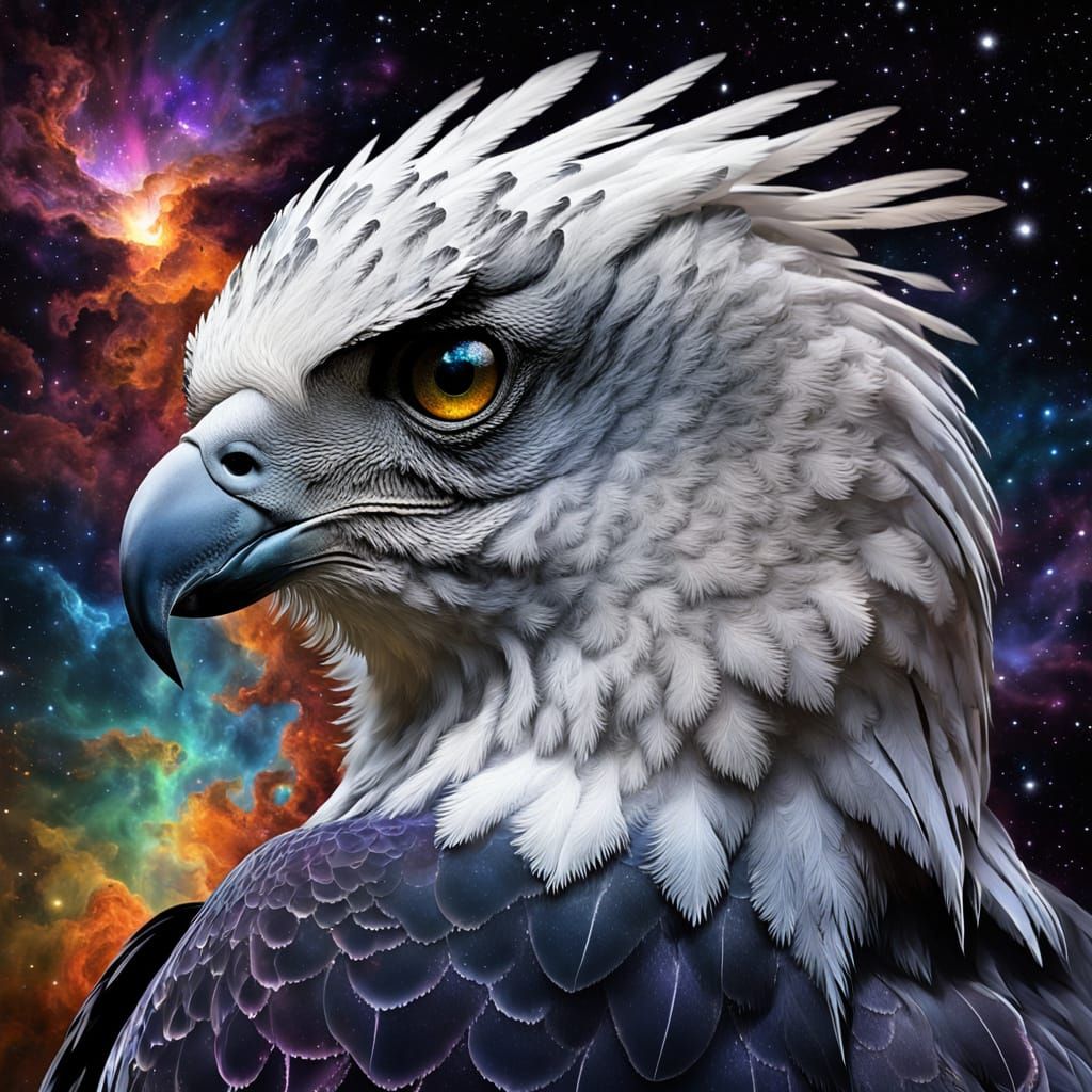 Harpy Eagle - Ethereal Harpy Eagle Soars Above Celestial Wat...