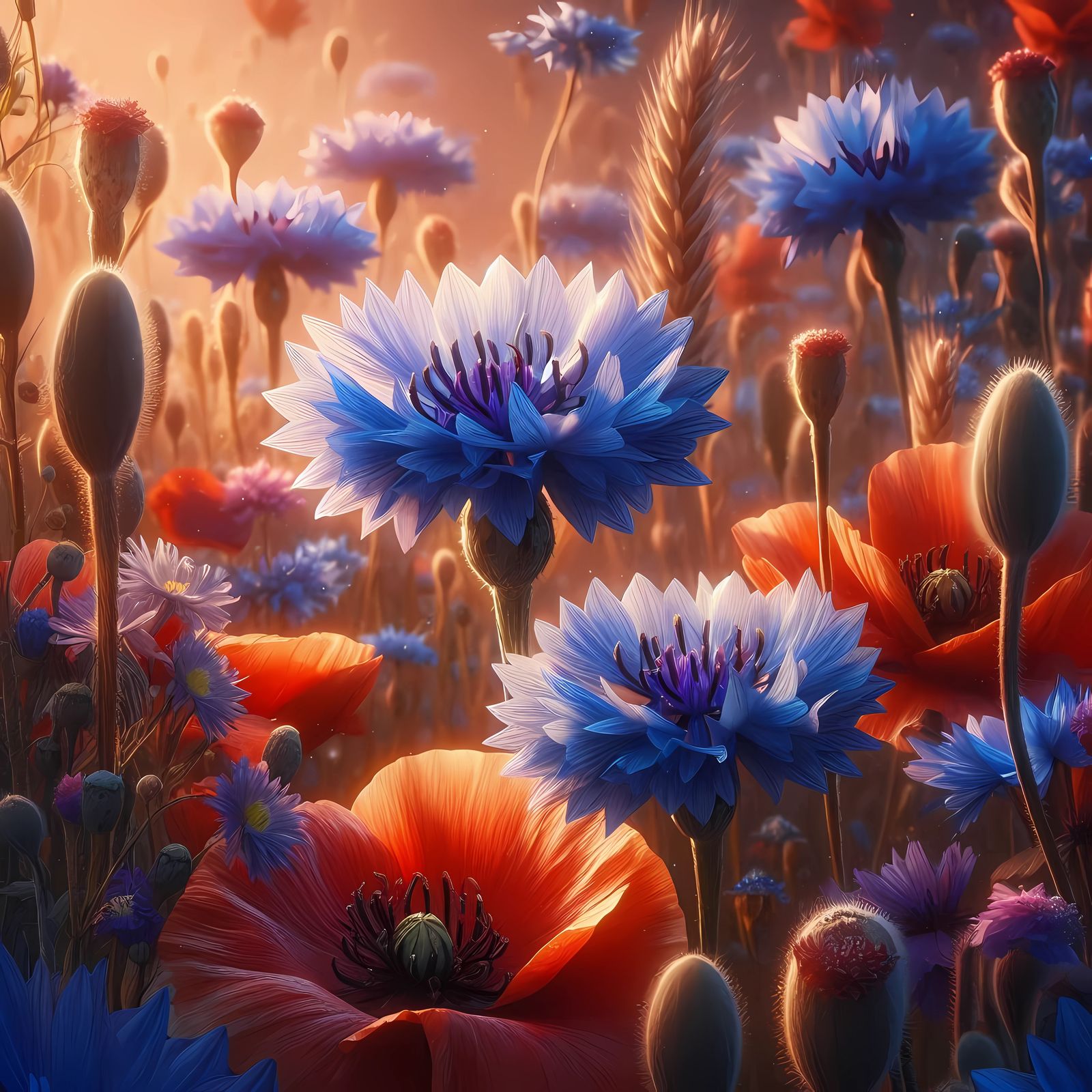 Cornflowers & Poppies - AI Generated Artwork - NightCafe Creator