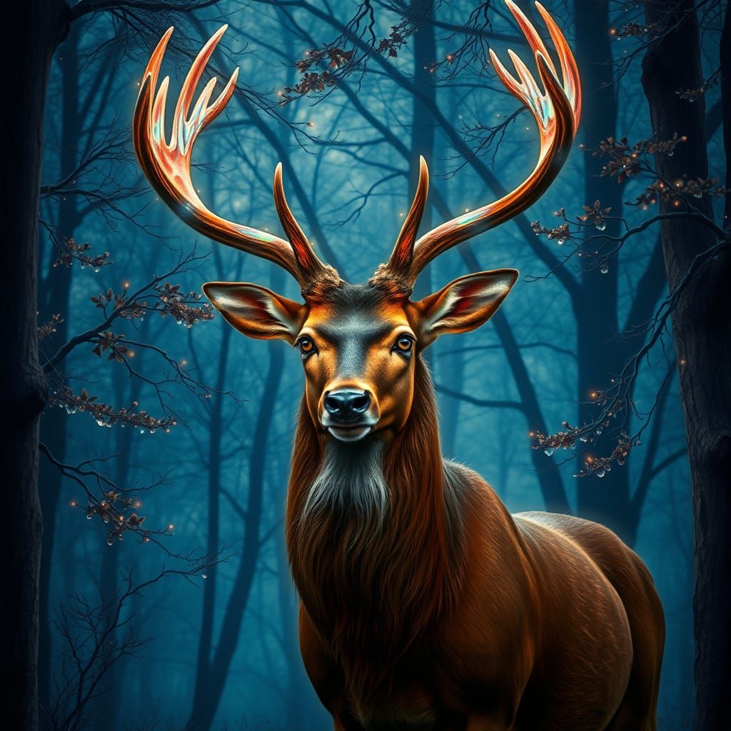 stag - Majestic Regal Stag Illuminates Twilight Forest