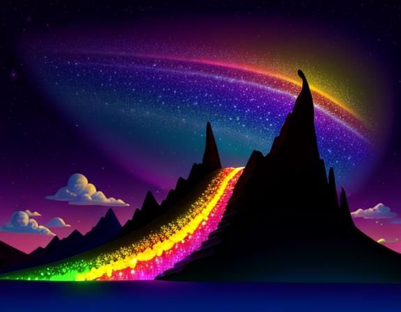 Neon Rainbow Volcano - AI Generated Artwork - NightCafe Creator