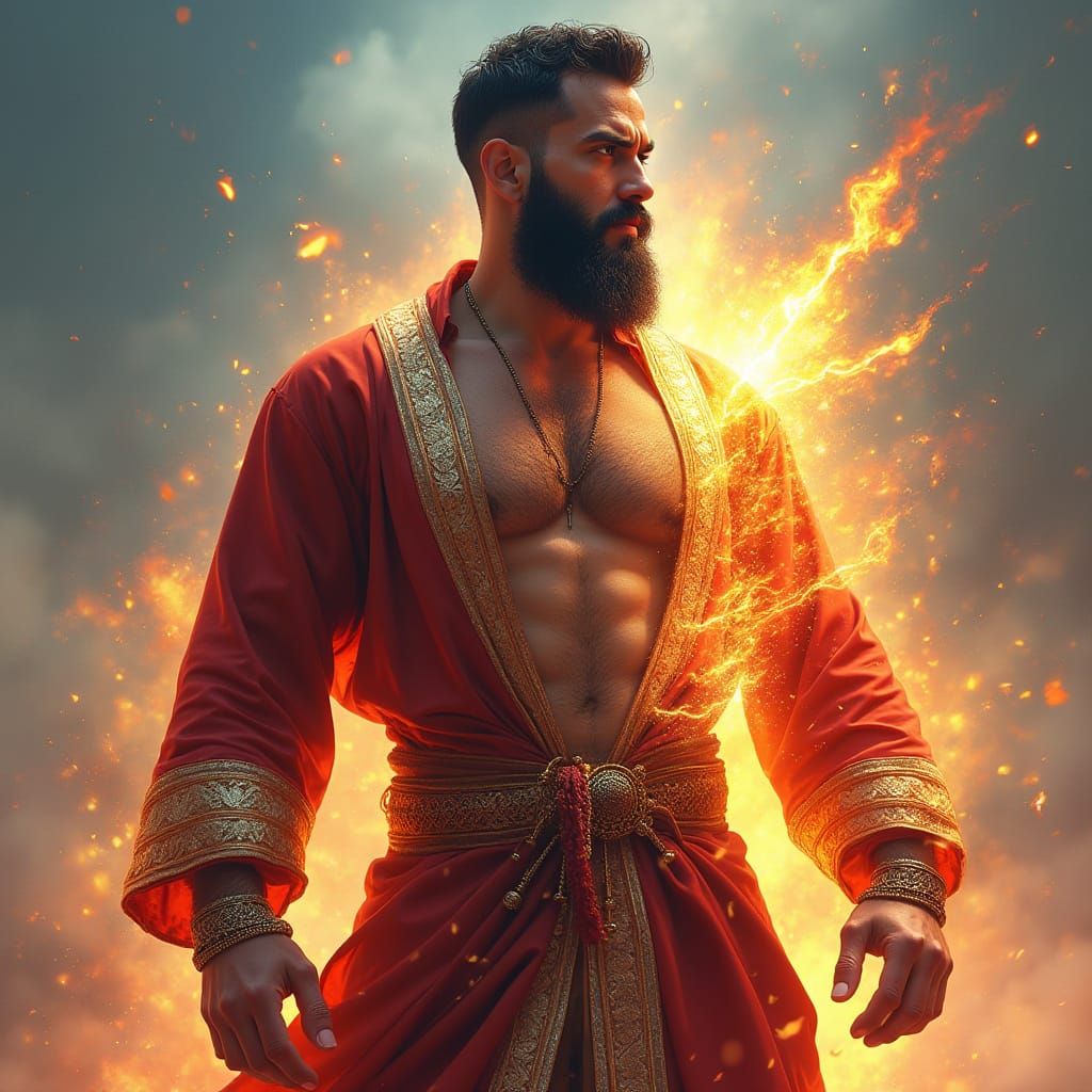 Hyperrealistic Portrait of a Muscular Muslim Warri... - AI Art