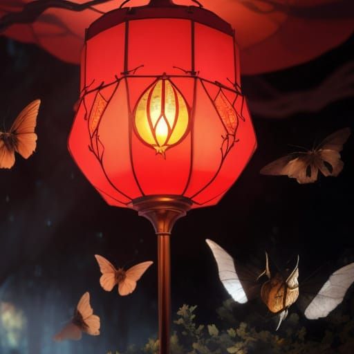 A swarm of moths. - Whimsical Moths Dance Around Lantern in ...