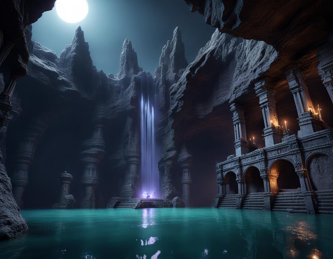 Ancient Divine Temple inside a Cavern - AI Generated Artwork ...