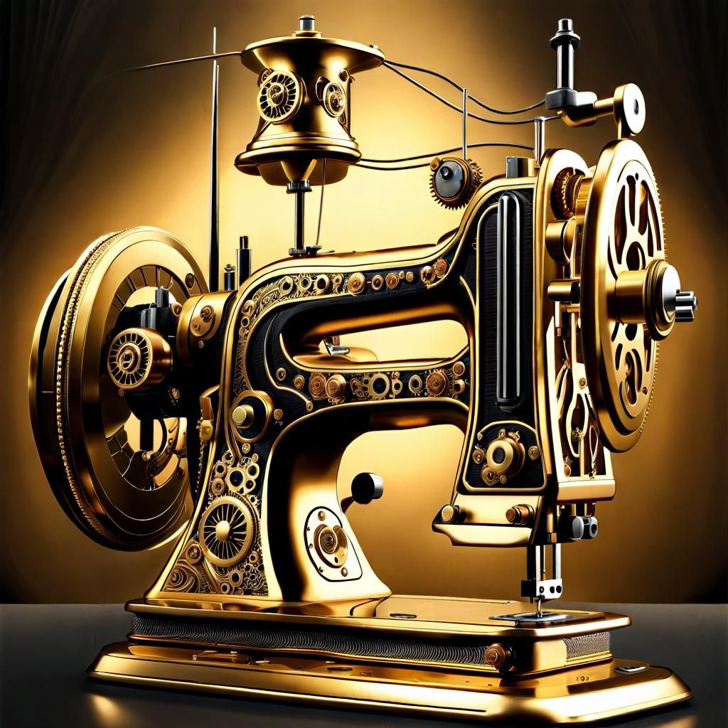 Gold plated sewing machine - AI Generated Artwork - NightCafe Creator