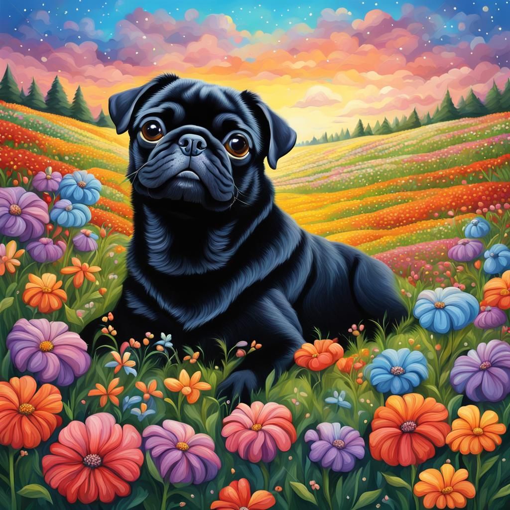 Spring pug - AI Generated Artwork - NightCafe Creator
