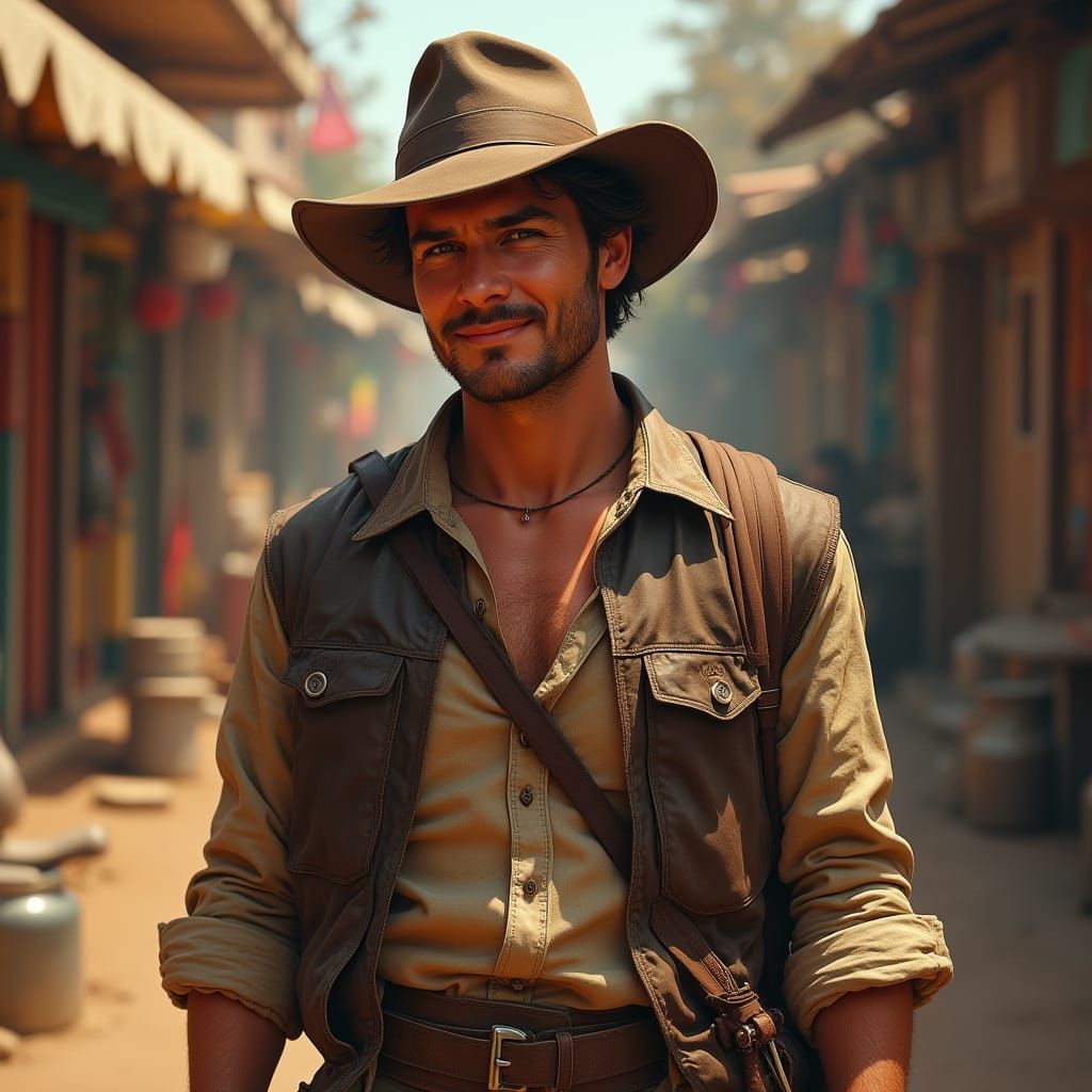 Modern-Day Adventurer Indiana Jones with Sophistic... - AI Art
