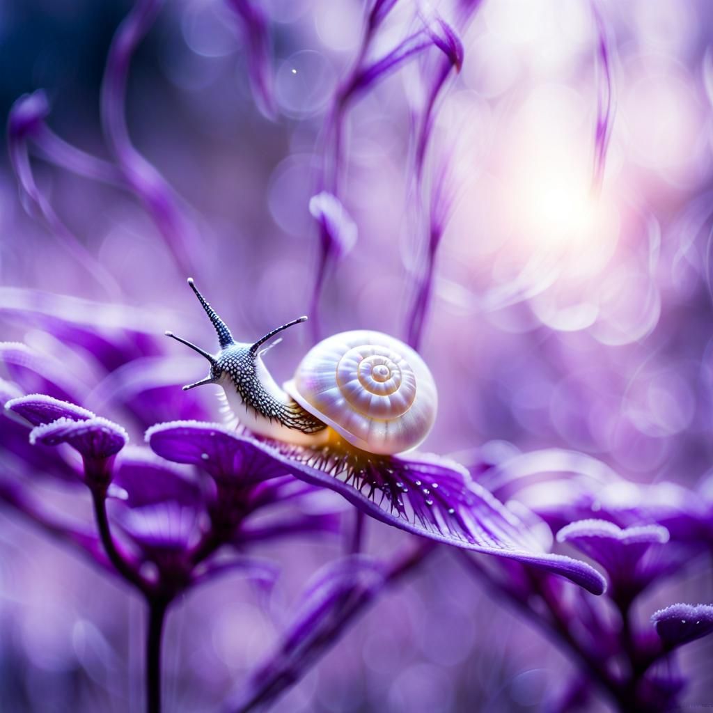 Pearl snail on purple planet - AI Generated Artwork - NightCafe Creator