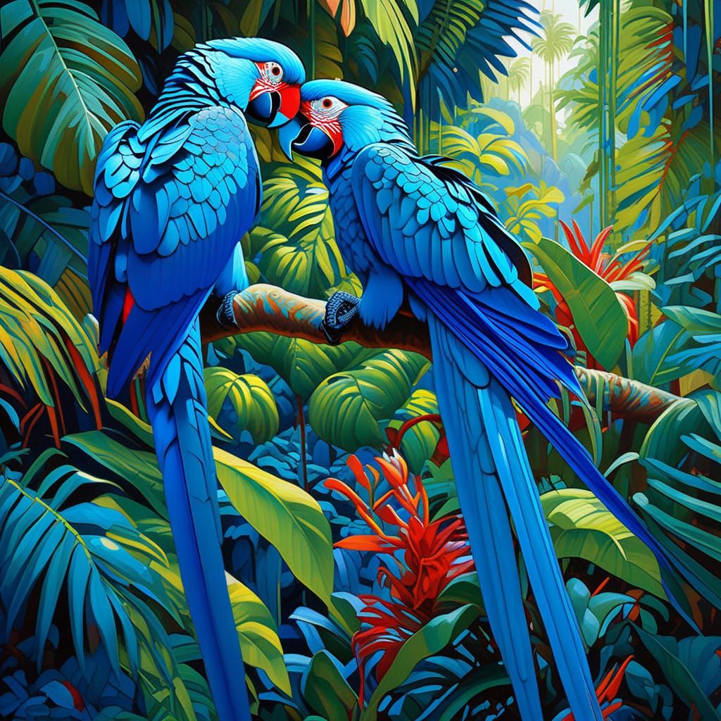 Blue macaws - AI Generated Artwork - NightCafe Creator
