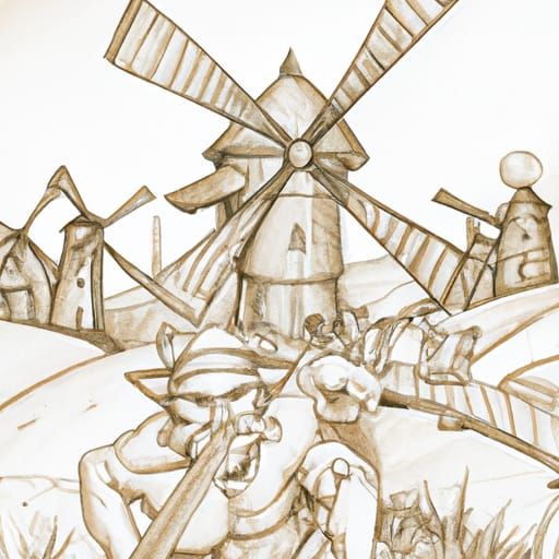 Don Quixote fighting the windmills - AI Generated Artwork - NightCafe Creator