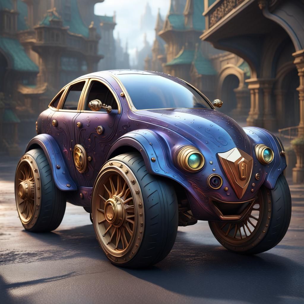 Cat shaped carCat-car biomorphism big wheels, fancy, detailed matte ...