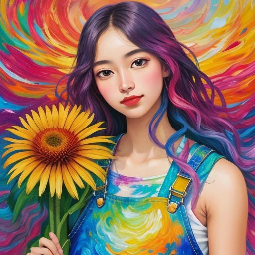 Closeup surreal ethereal vibrant multicolored beautiful striking joyous ...