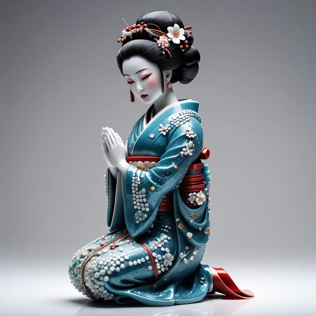 Kneeling geisha 5 - AI Generated Artwork - NightCafe Creator