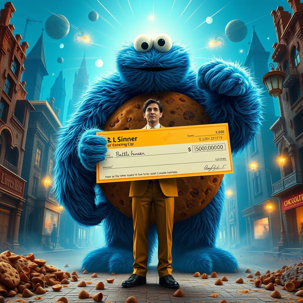 Lottery Winner Triumphs Over Cookie Monster in Dre... - AI Art