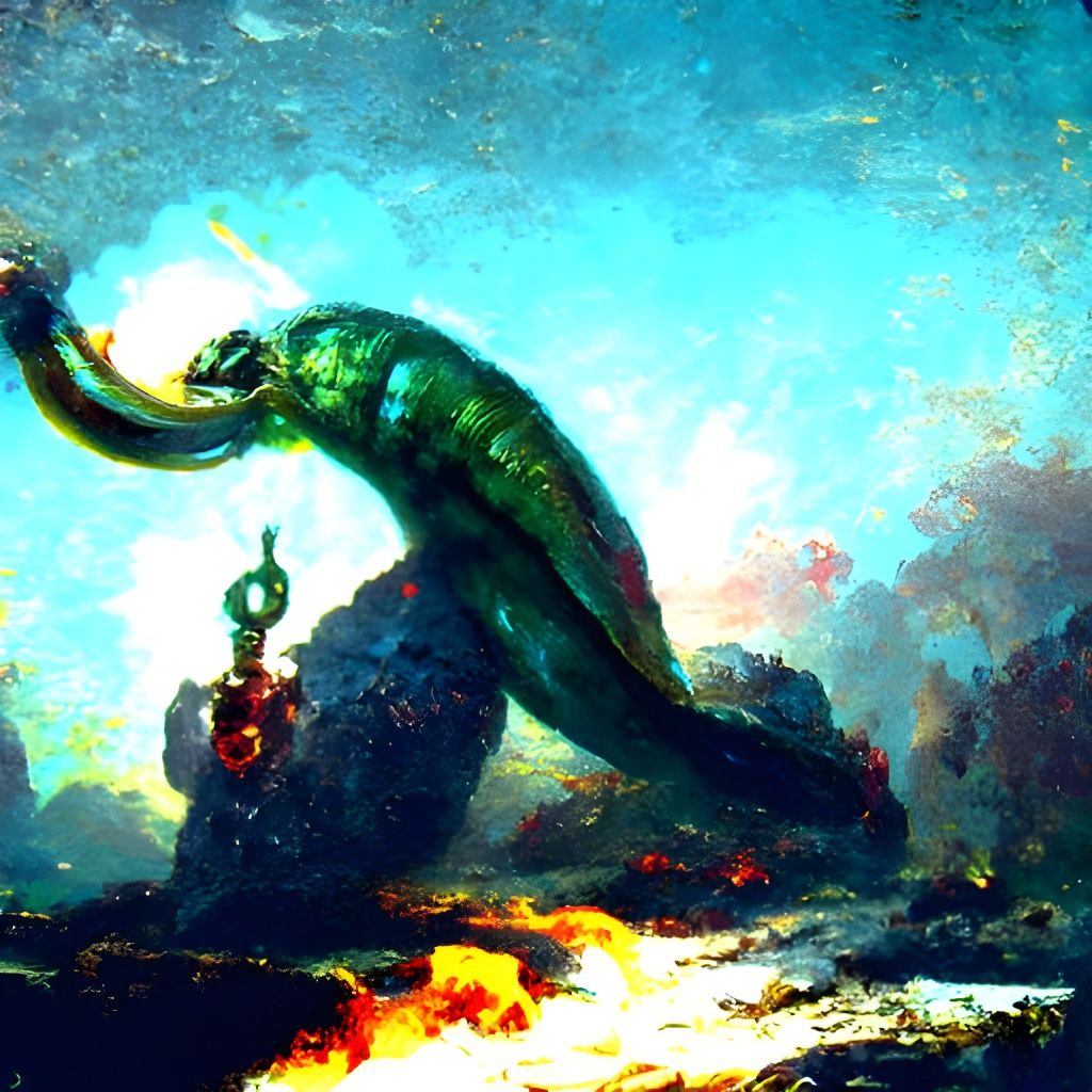 Serpentine Creature Under Siege by Ivan Aivazovski - AI Generated ...