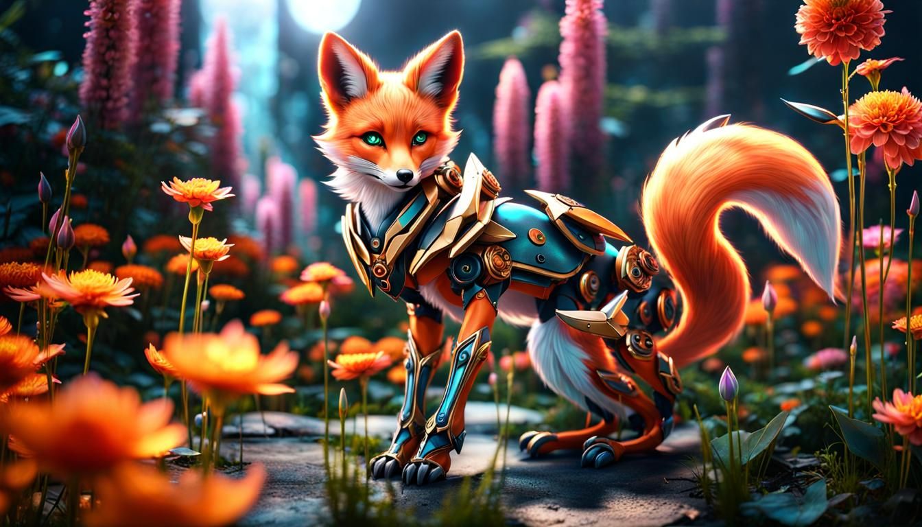 Cute Cybernetic Cyborg Fox Kitsune - AI Generated Artwork - NightCafe ...