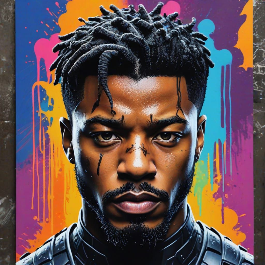 Erik Killmonger in Vibrant Graffiti Style - AI Art