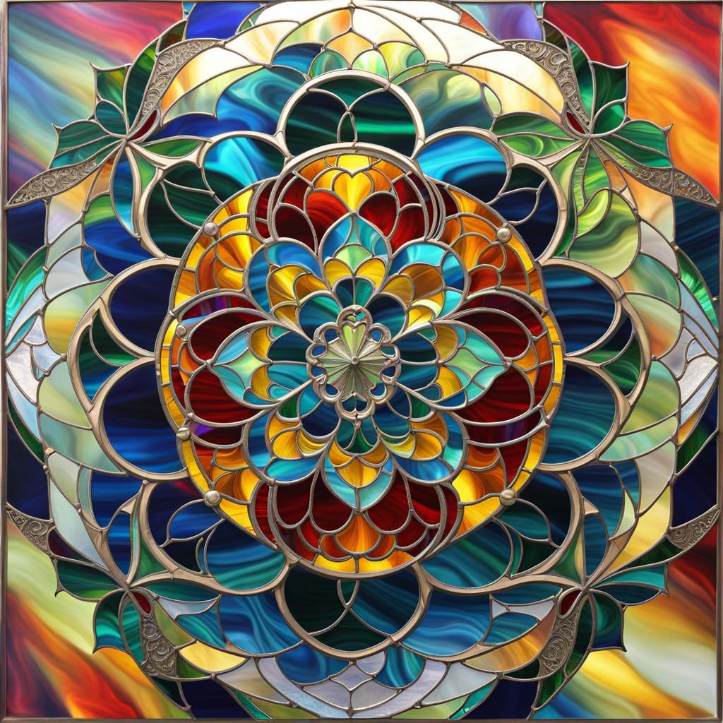 Stained glass art, Sacred Geometry, fractal mandela - AI Generated ...