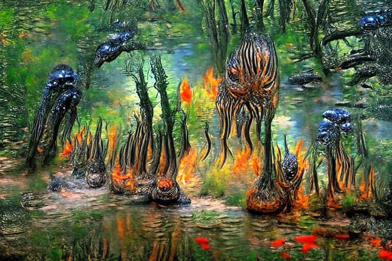Alien forest burning - AI Generated Artwork - NightCafe Creator