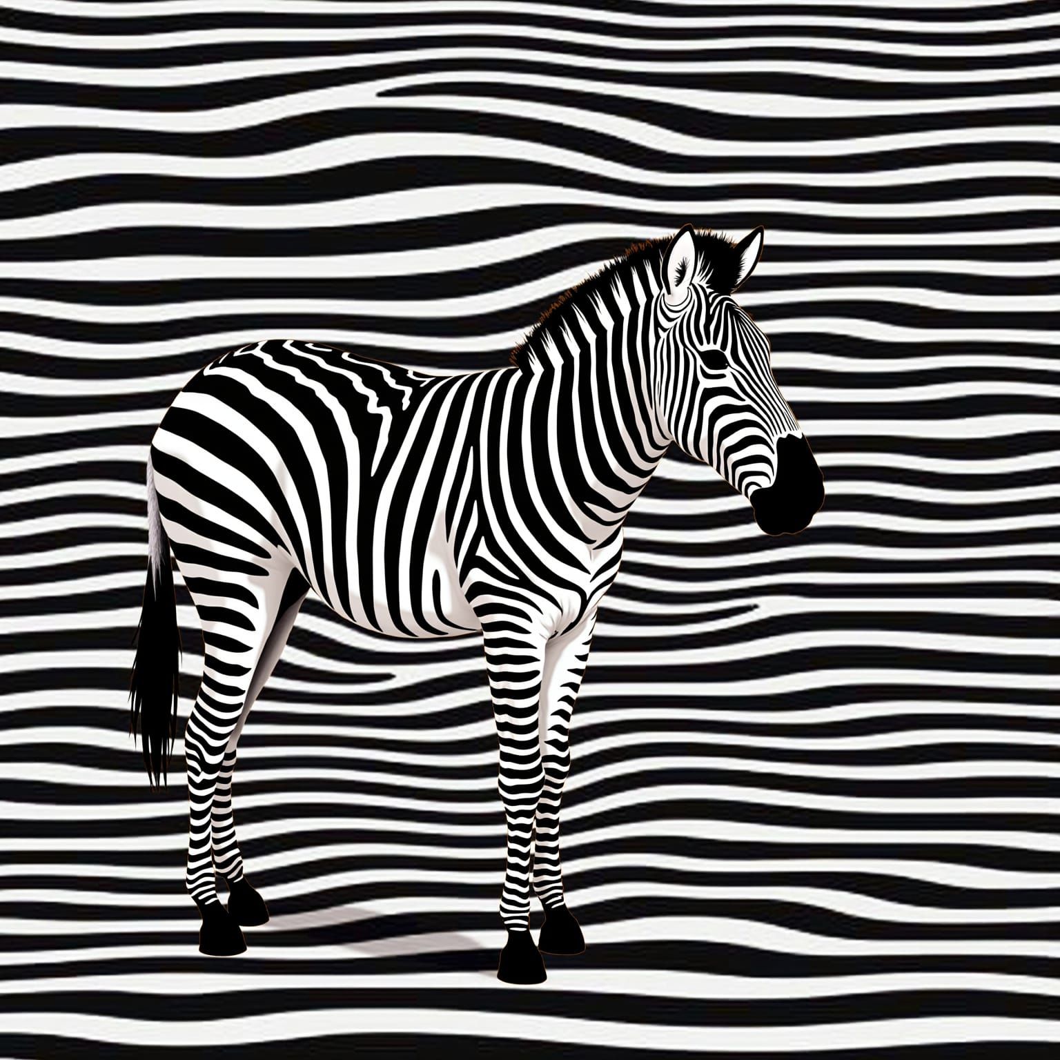 Distorted Zebra in Optical Illusion Scene - AI Art