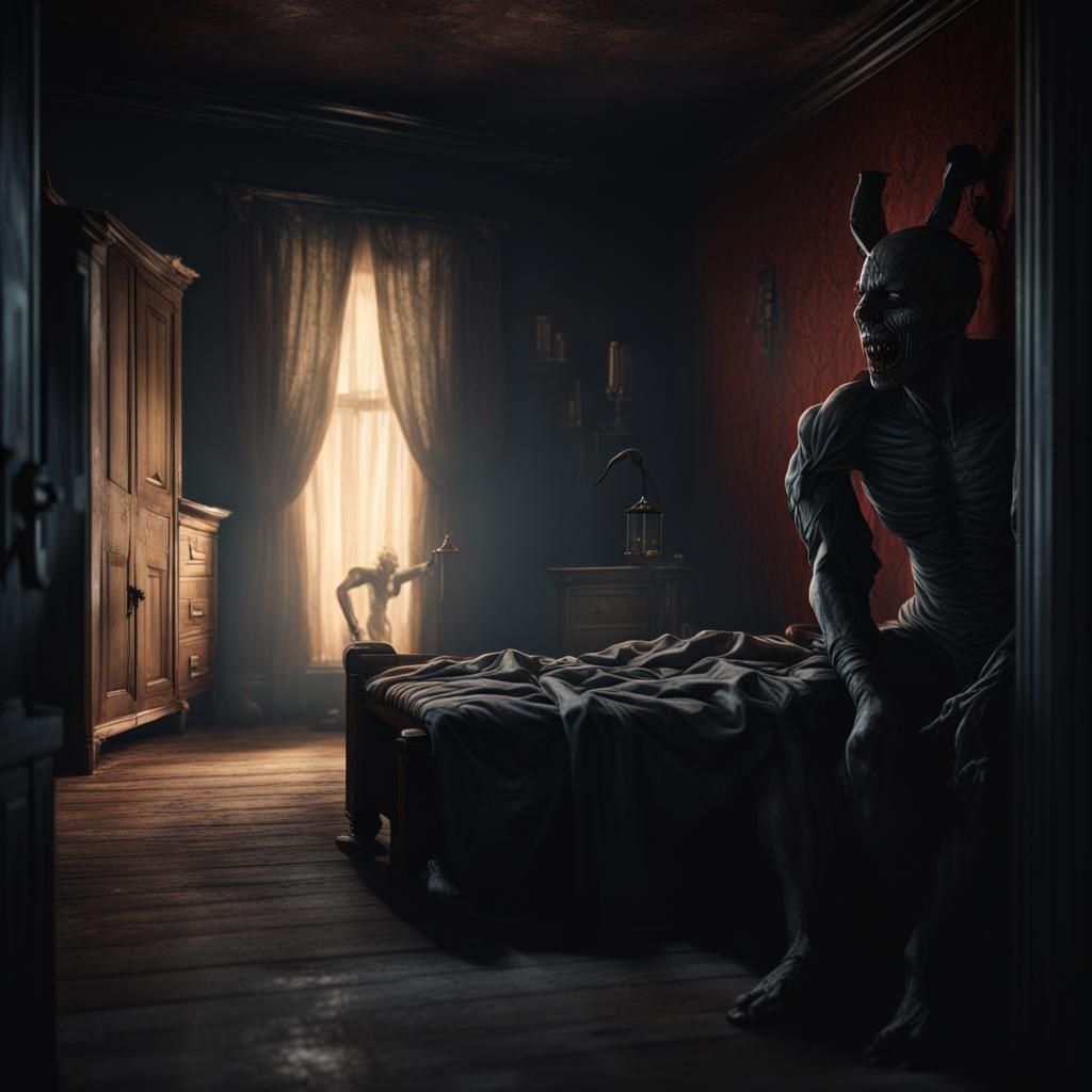 Sleep paralysis demon waiting for you to fall asleep - AI Generated ...