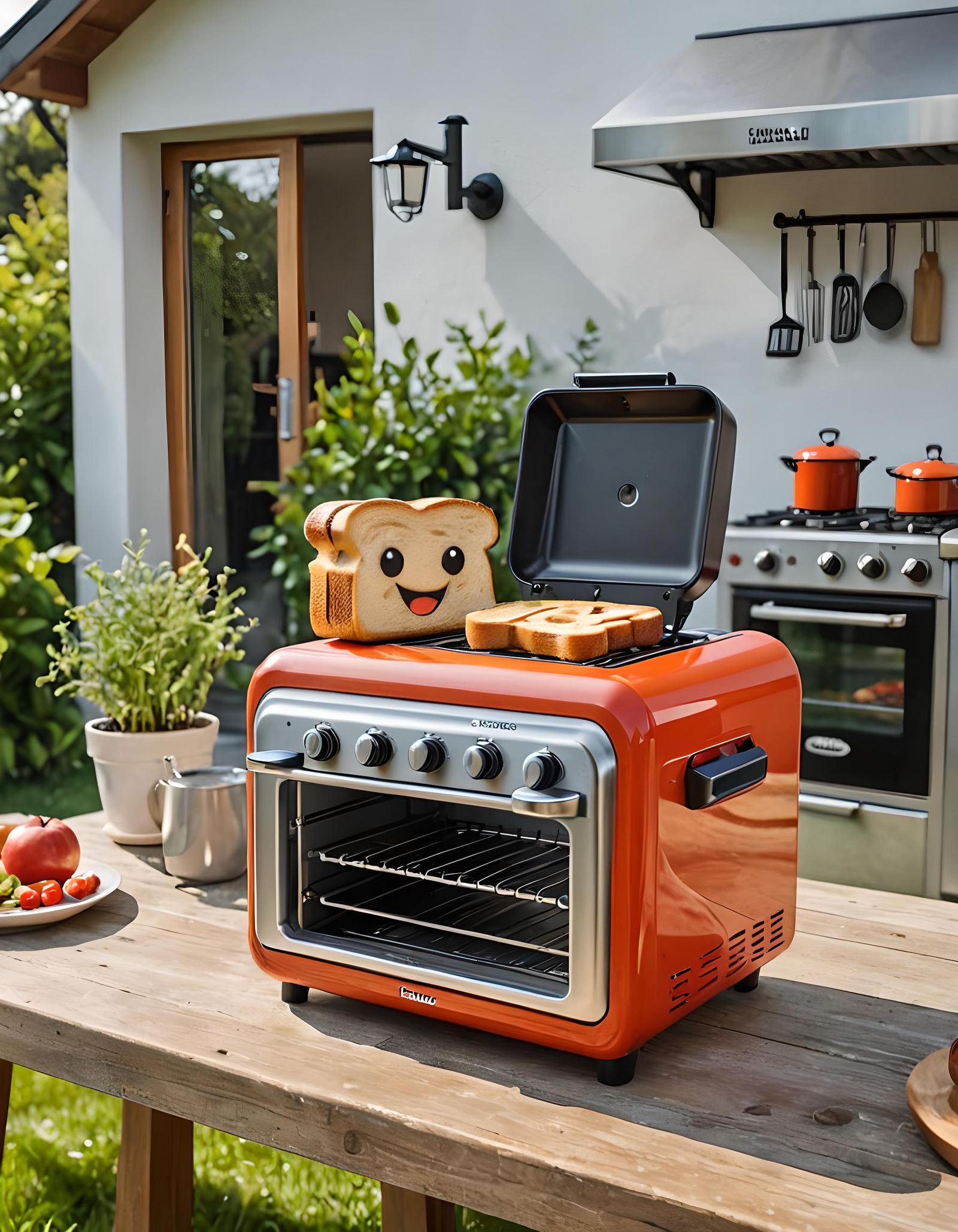 Hot hyperdetailed living toaster character, great outdoor kitchen - AI ...