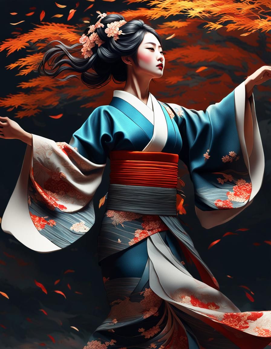 Japanese woman, dancing - AI Generated Artwork - NightCafe Creator