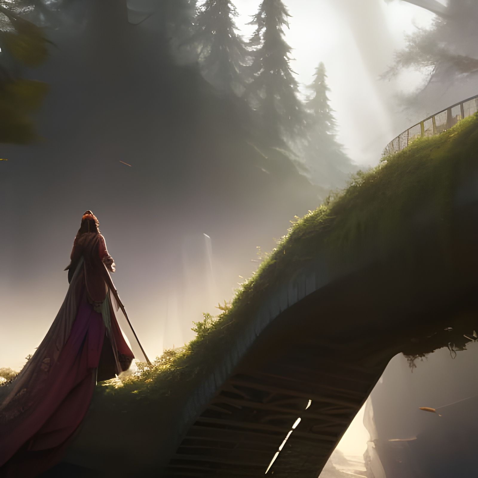 Fantasy (Overgrown Bridge) - AI Generated Artwork - NightCafe Creator