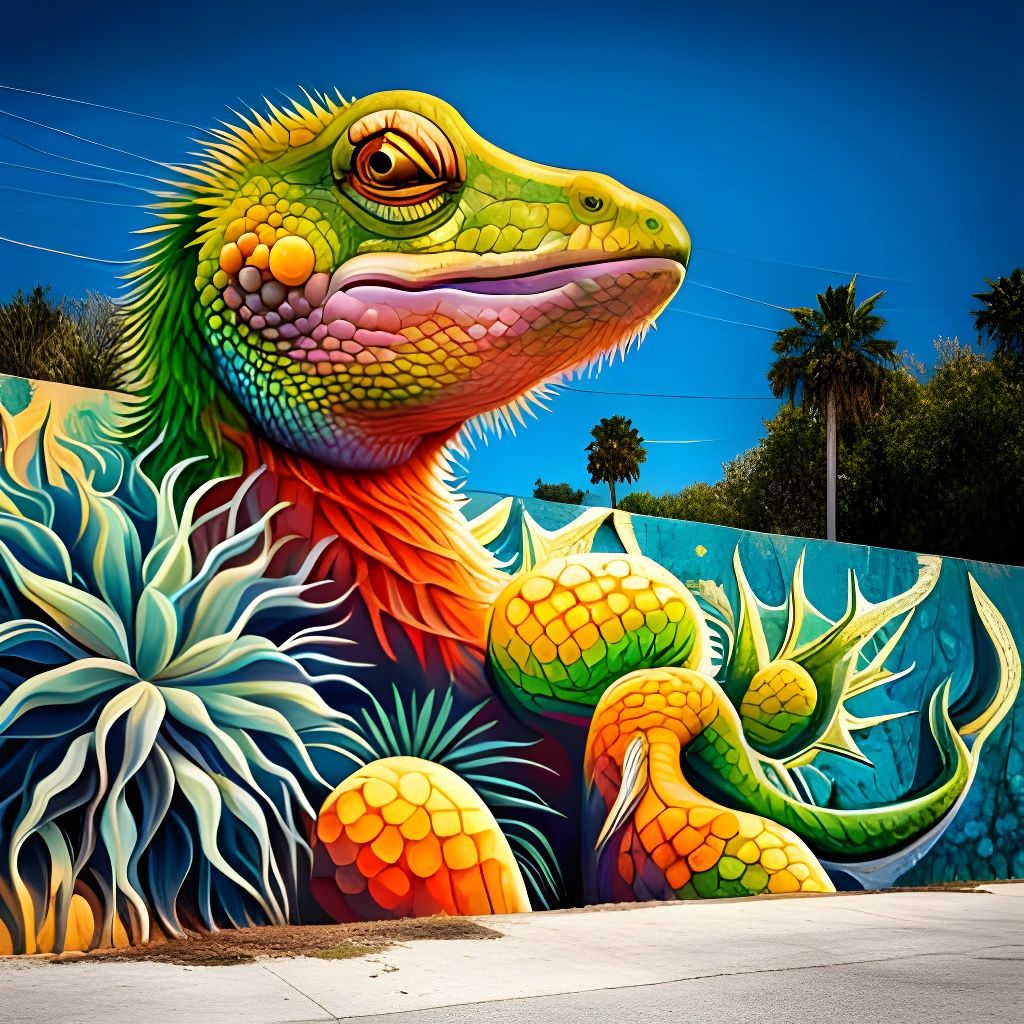 Cactus Lizard graffiti art - AI Generated Artwork - NightCafe Creator