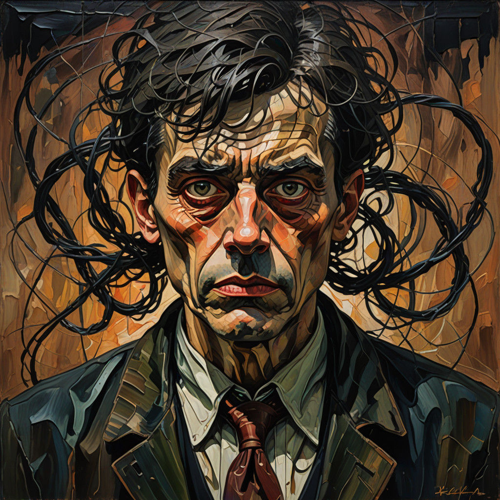 Mysterious Figure Embroiled in Twisted Wires - AI Art