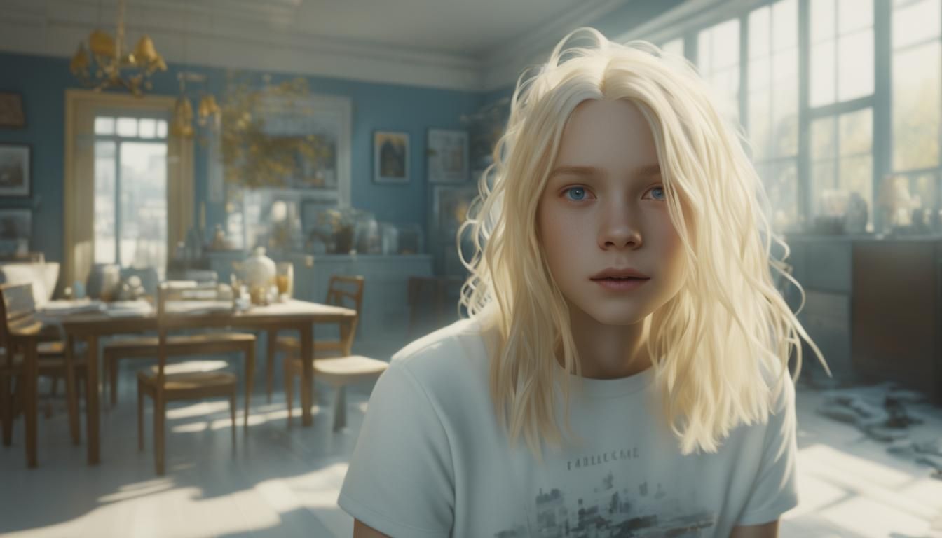 Platine blonde Hair fills the Room - AI Generated Artwork - NightCafe ...
