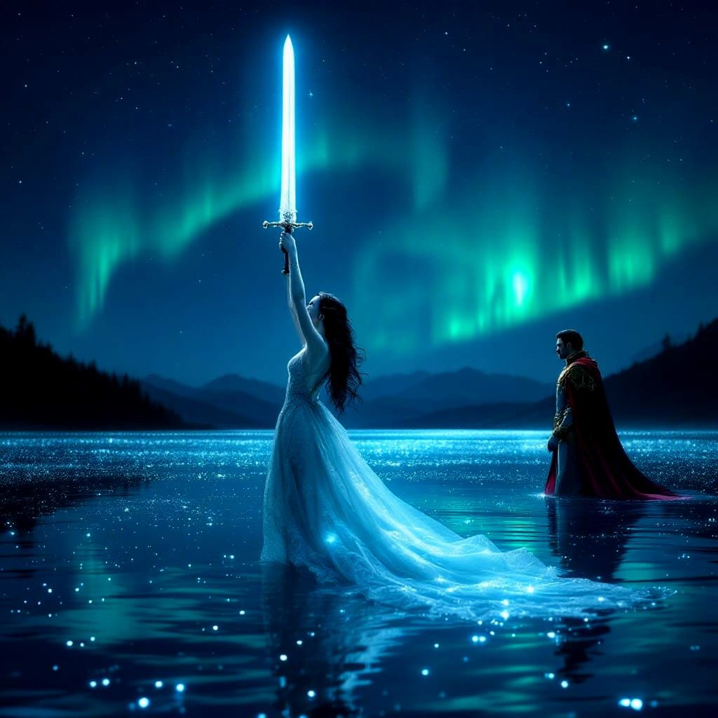 Ethereal Lady of the Lake in Celestial Splendor wi... - AI Art