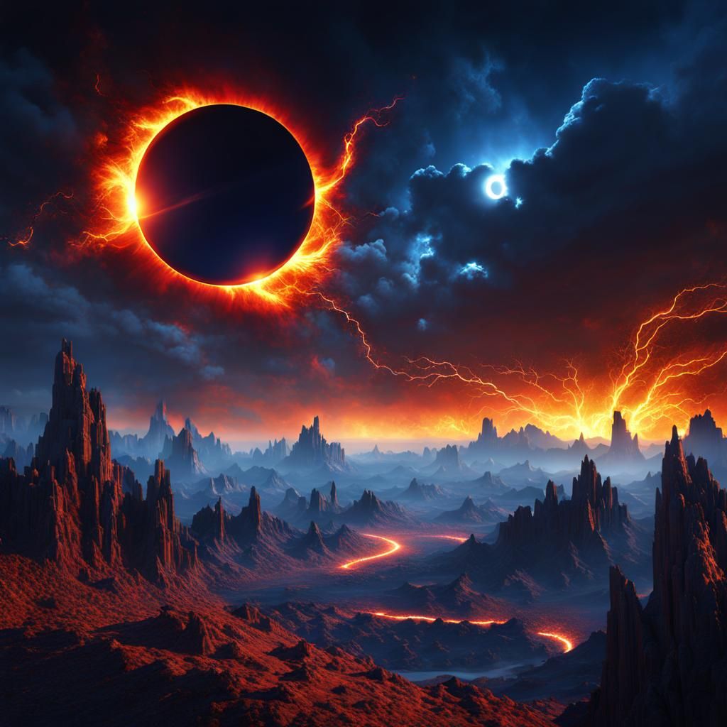 Fiery solar eclipse - AI Generated Artwork - NightCafe Creator