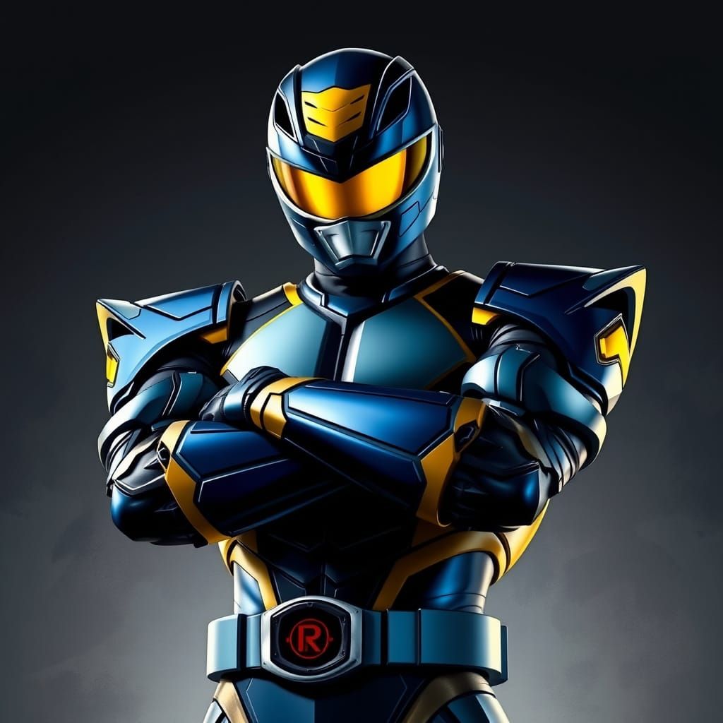 Power Ranger Cyclops: Dark Blue, Black & Yellow Ar... - AI Art