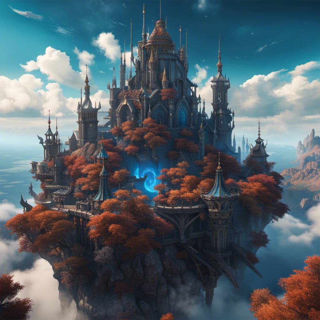 Magical Castle of the Bluest of Skies - AI Generated Artwork ...