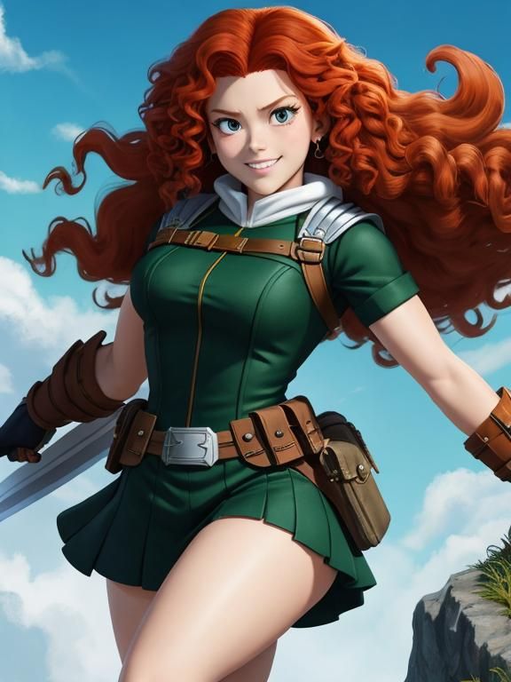 Merida from Disney/Pixar film Brave, as a woman pro hero in my hero ...