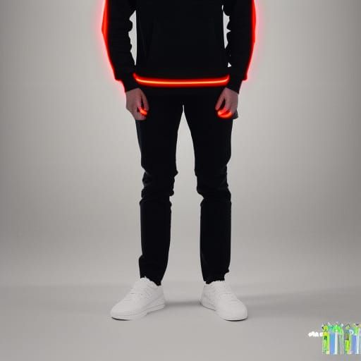 Man with futuristic LED hoodie neon style - AI Generated Artwork ...