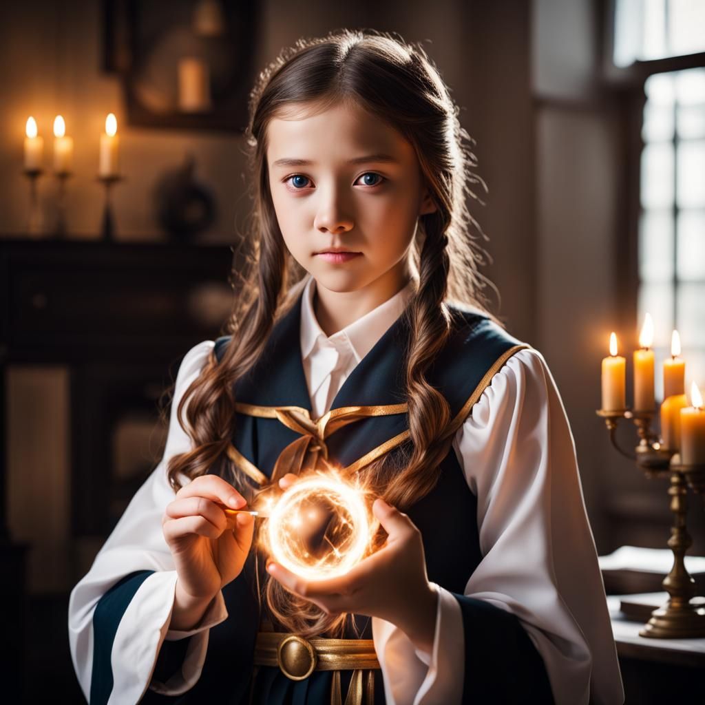 First time being magical for apprentice girl of wizard - AI Generated ...