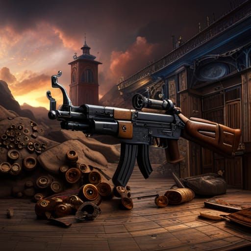 Steampunk AK-47 3.0 - AI Generated Artwork - NightCafe Creator