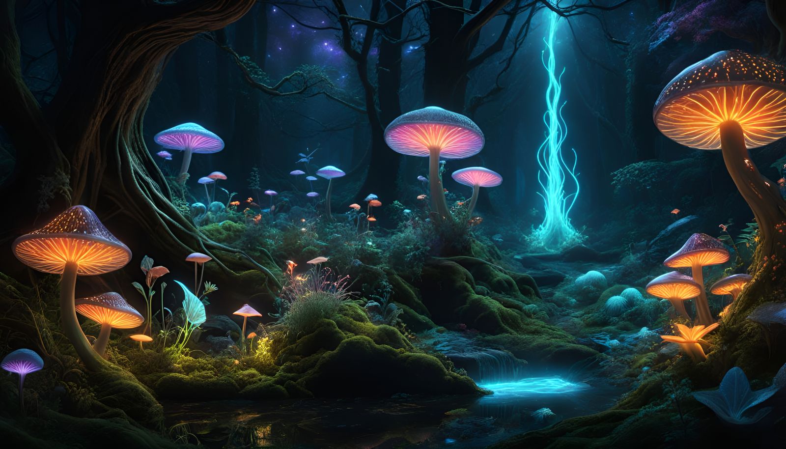 Bioluminescent Fungal Forest (#5) - AI Generated Artwork - NightCafe ...