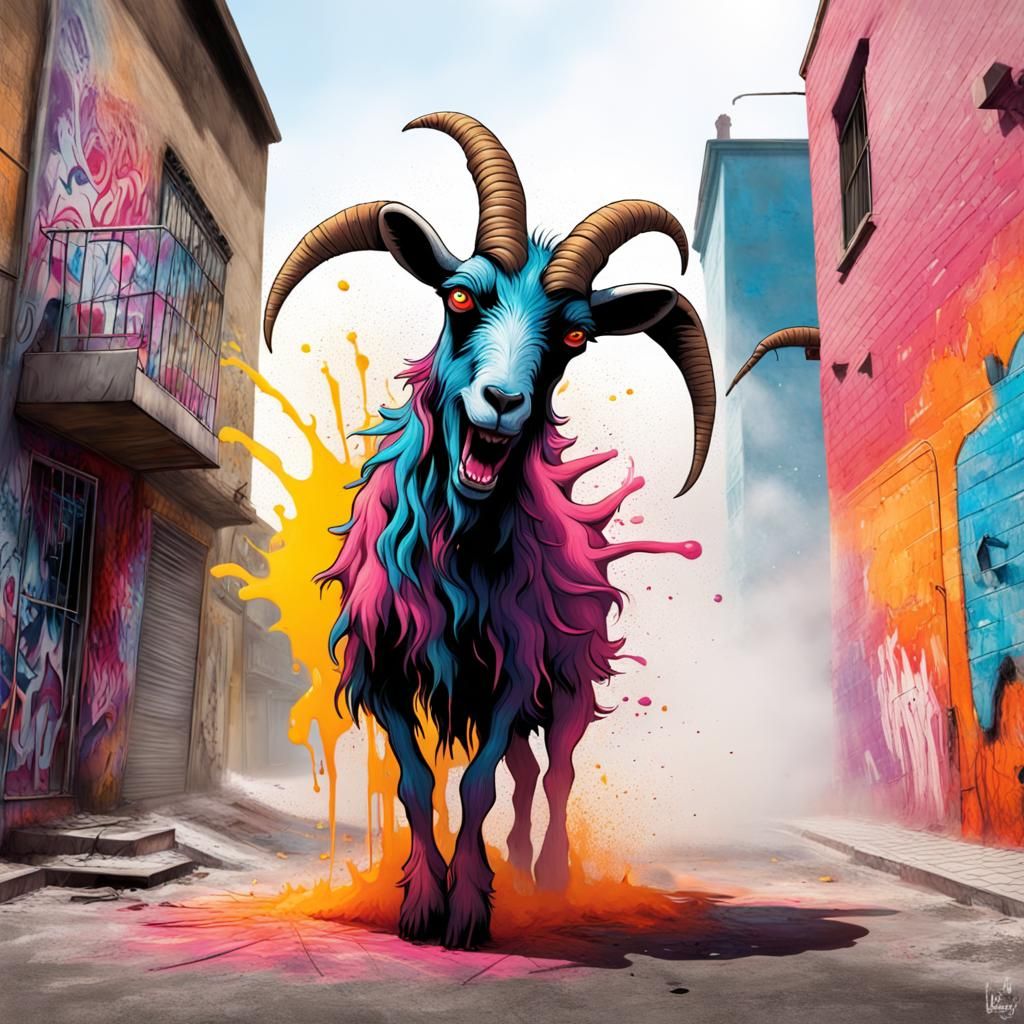 A vibrant goat to startle you - AI Generated Artwork - NightCafe Creator
