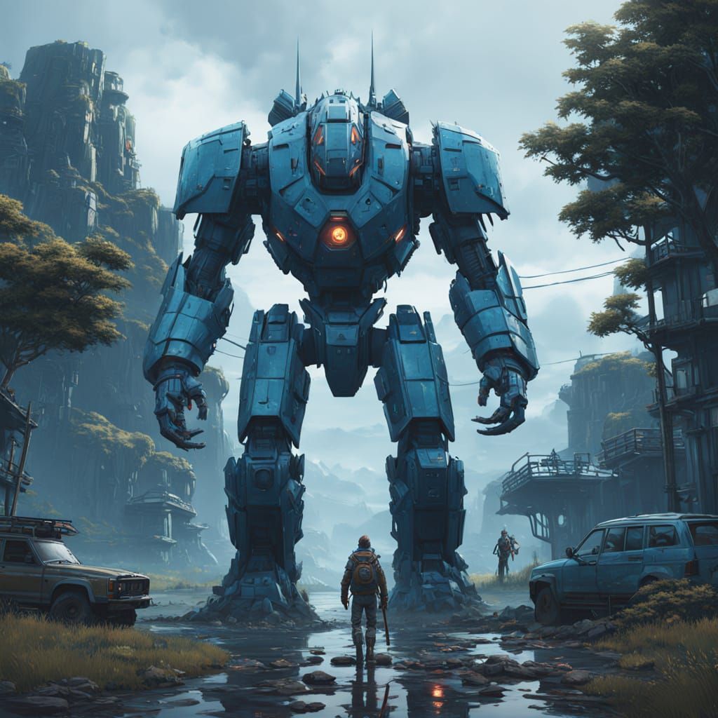 never afraid - Epic Cyberpunk Guardian Stands Watch Over Din...